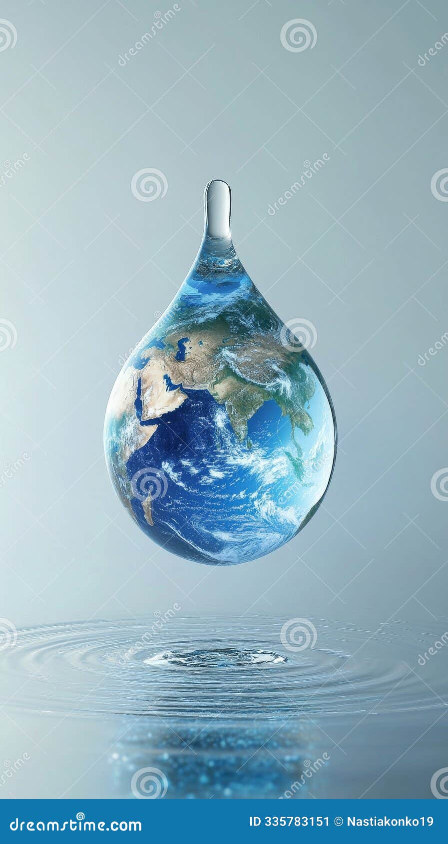Earth Inside a Water Droplet Above Serene Water Surface, Environmental ...