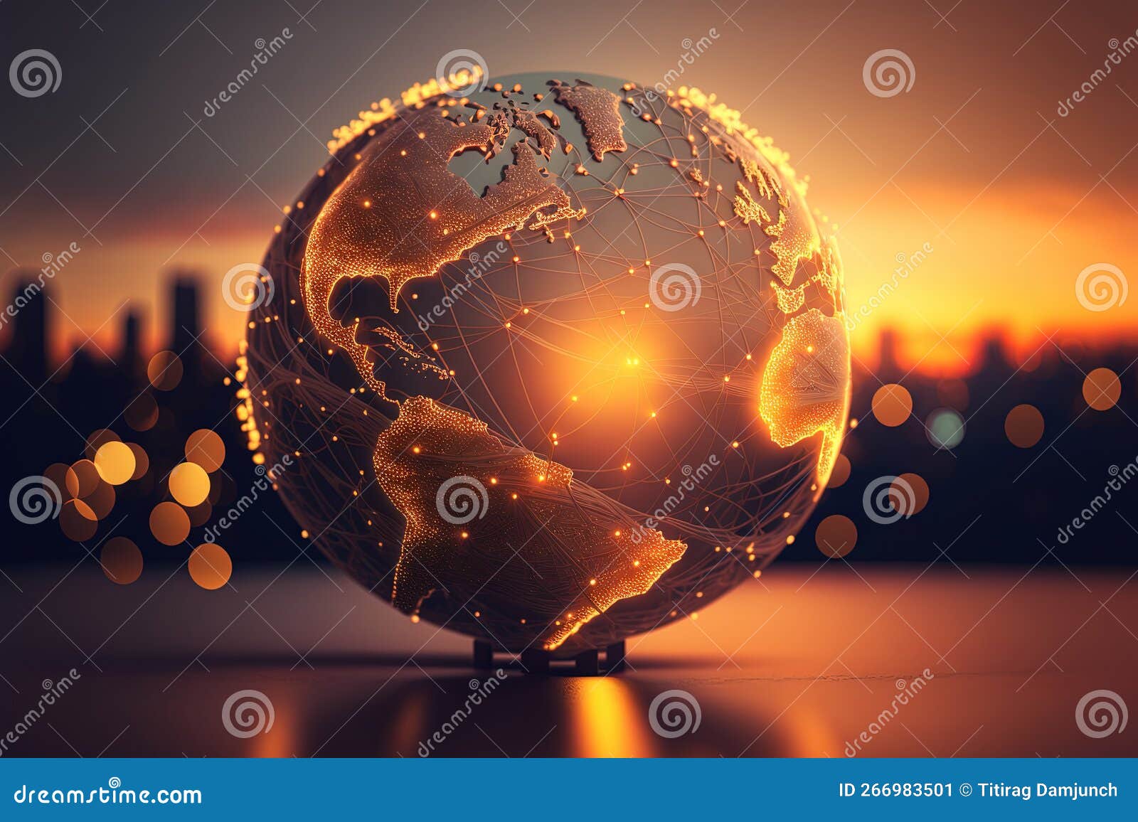 Earth with Internet Conection. Technology and Communication Concept ...
