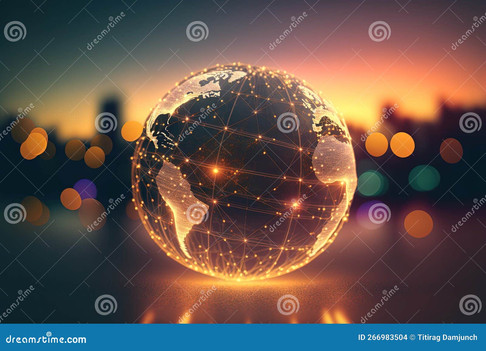 Earth with Internet Conection. Technology and Communication Concept ...