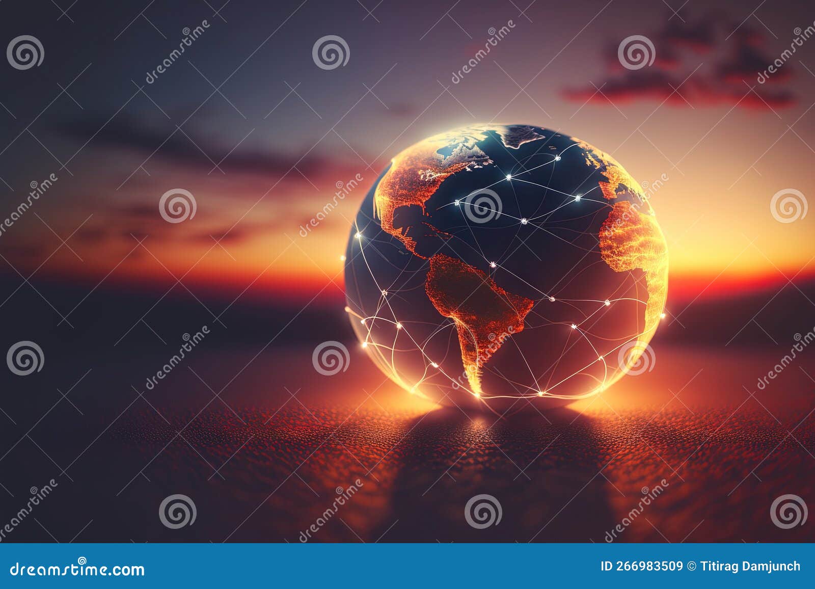 Earth with Internet Conection. Technology and Communication Concept ...