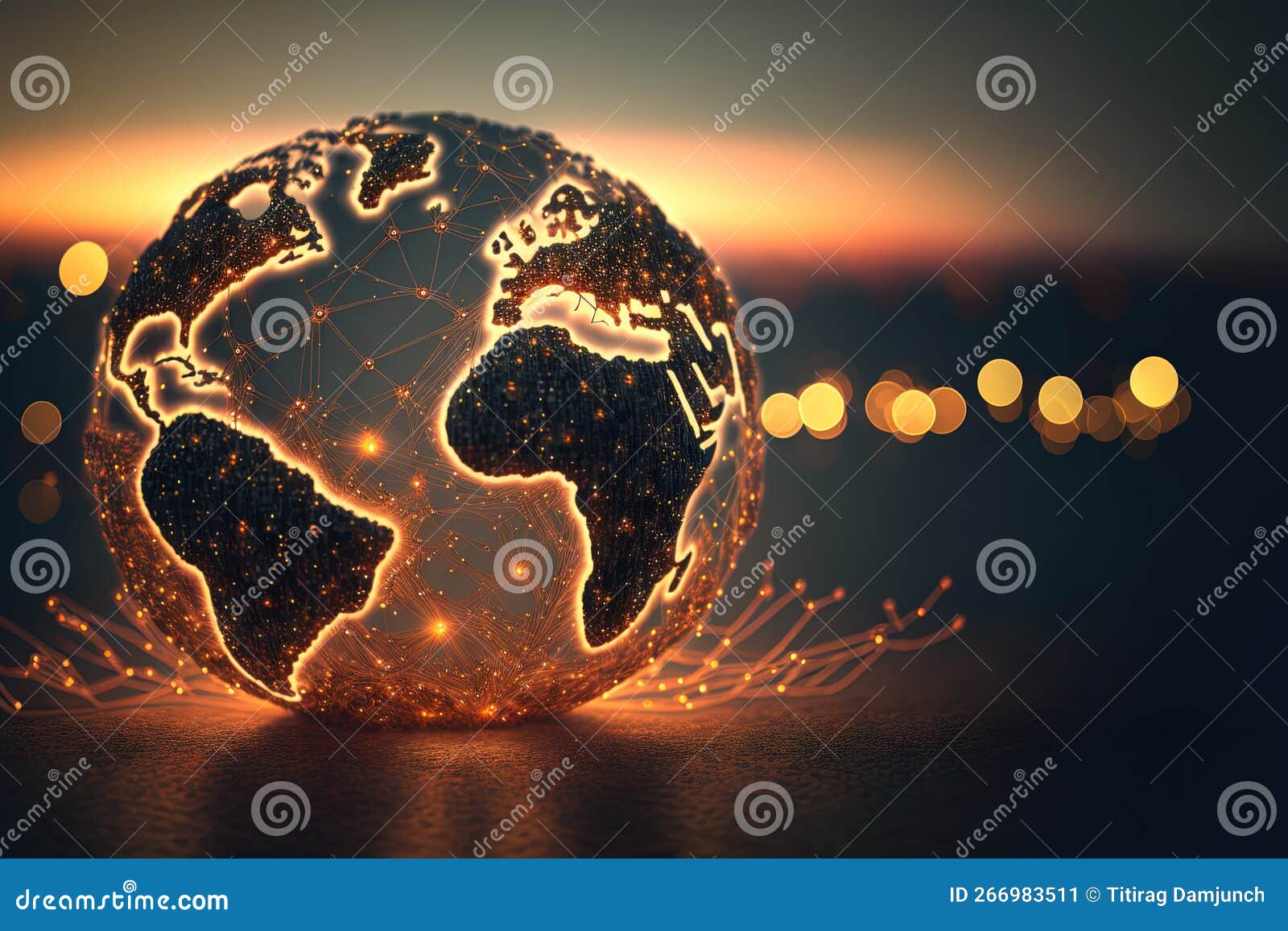 Earth with Internet Conection. Technology and Communication Concept ...