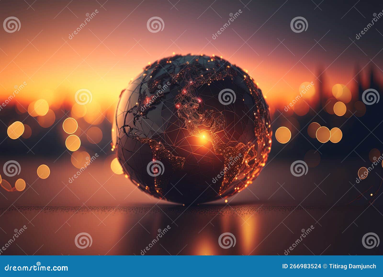 Earth with Internet Conection. Technology and Communication Concept ...