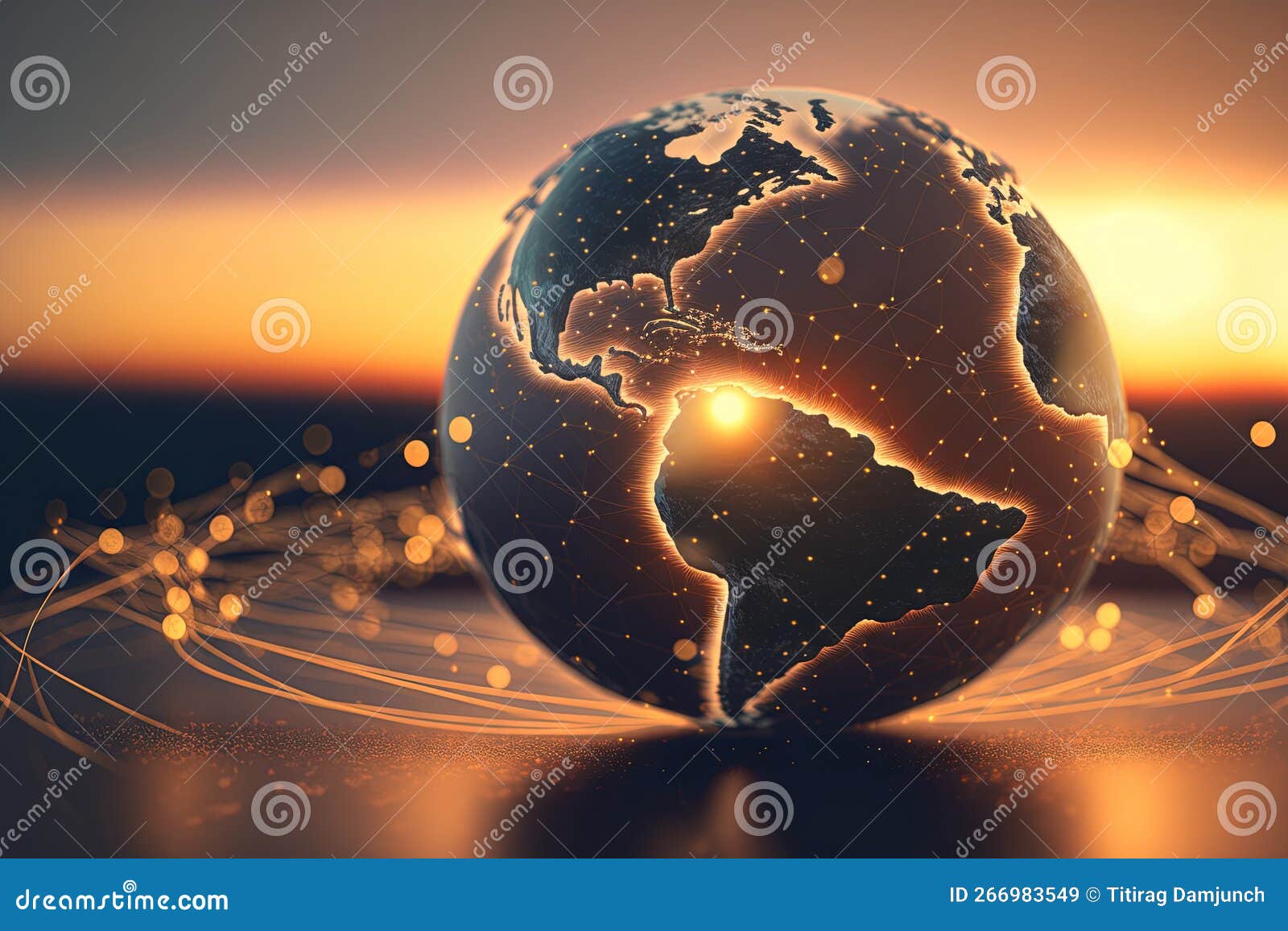 Earth with Internet Conection. Technology and Communication Concept ...