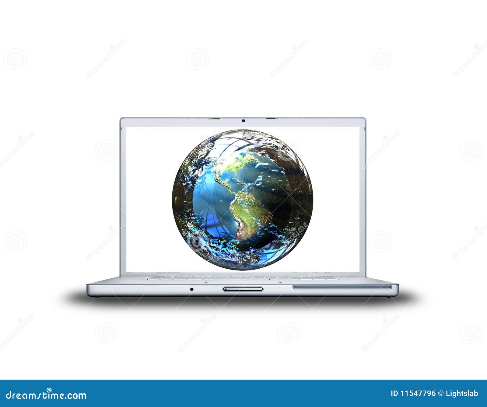 Earth on laptop screen stock illustration. Illustration of desktop ...