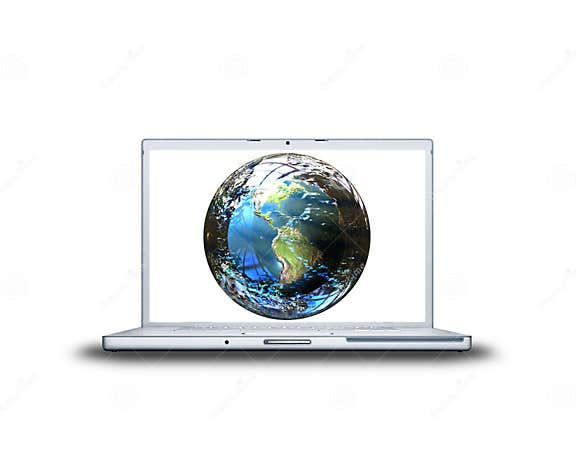 Earth on laptop screen stock illustration. Illustration of desktop ...