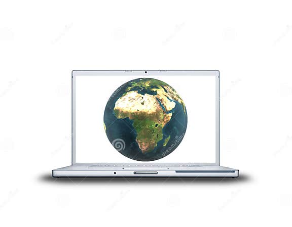 Earth on laptop screen stock illustration. Illustration of internet ...