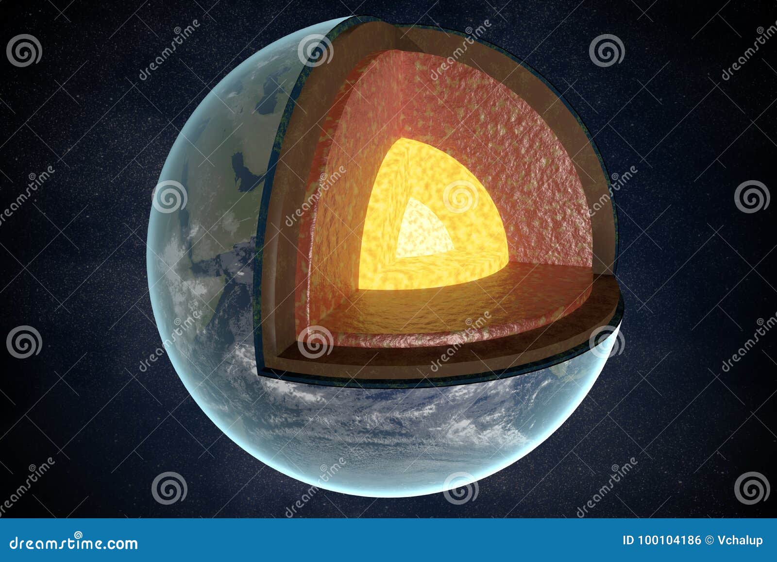 Earth Layers and Structure. 3D Rendered Illustration Stock Illustration ...