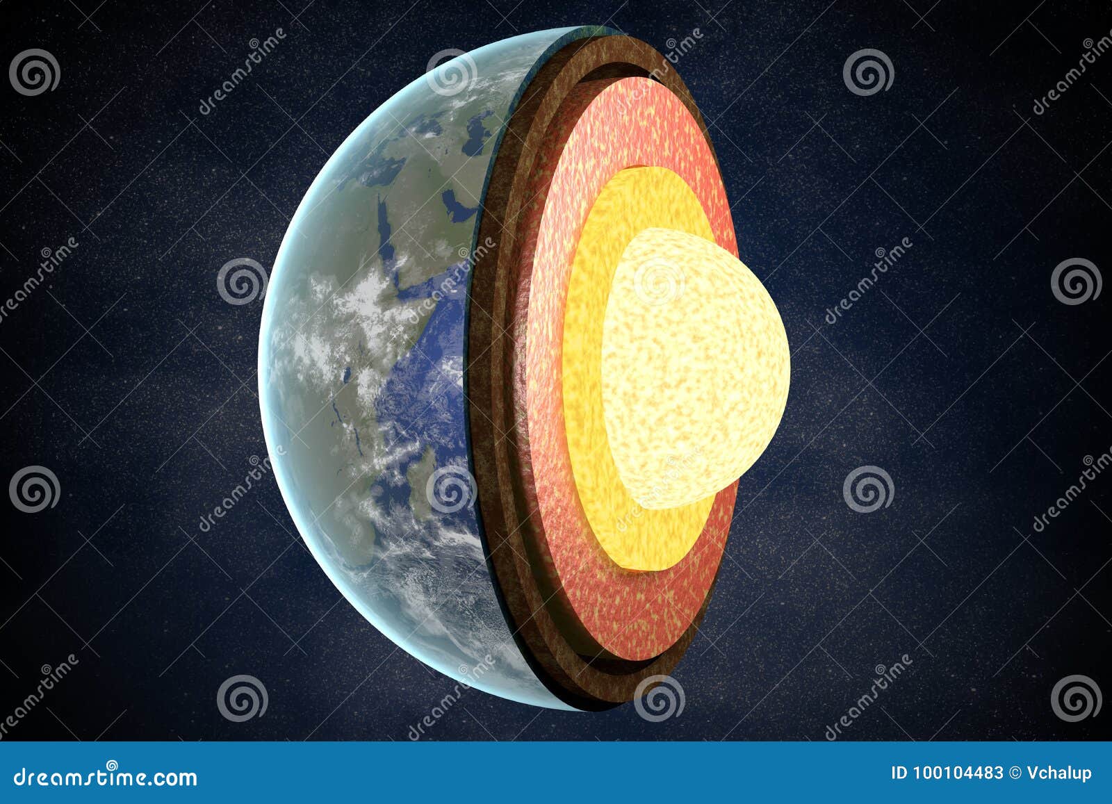 Earth Layers and Structure. 3D Rendered Illustration Stock Illustration ...