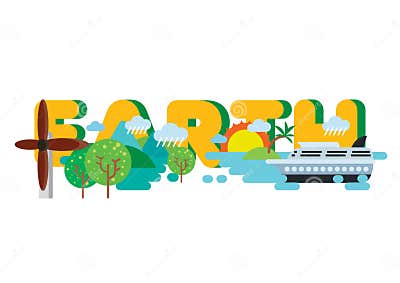 Earth Lettering Design. Vector Illustration Decorative Design Stock ...