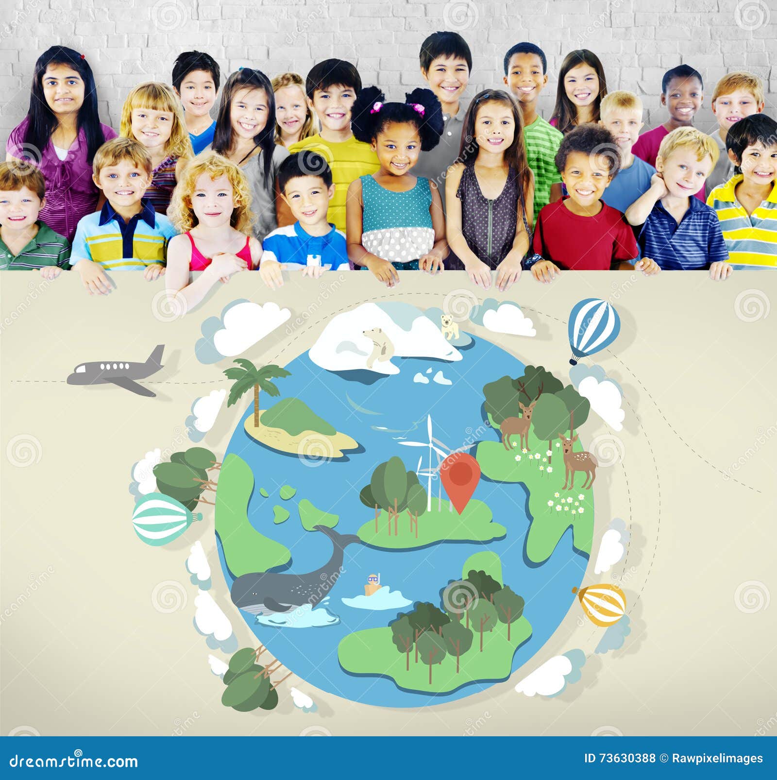 Earth Life Global Nature Animals Concept Stock Illustration ...