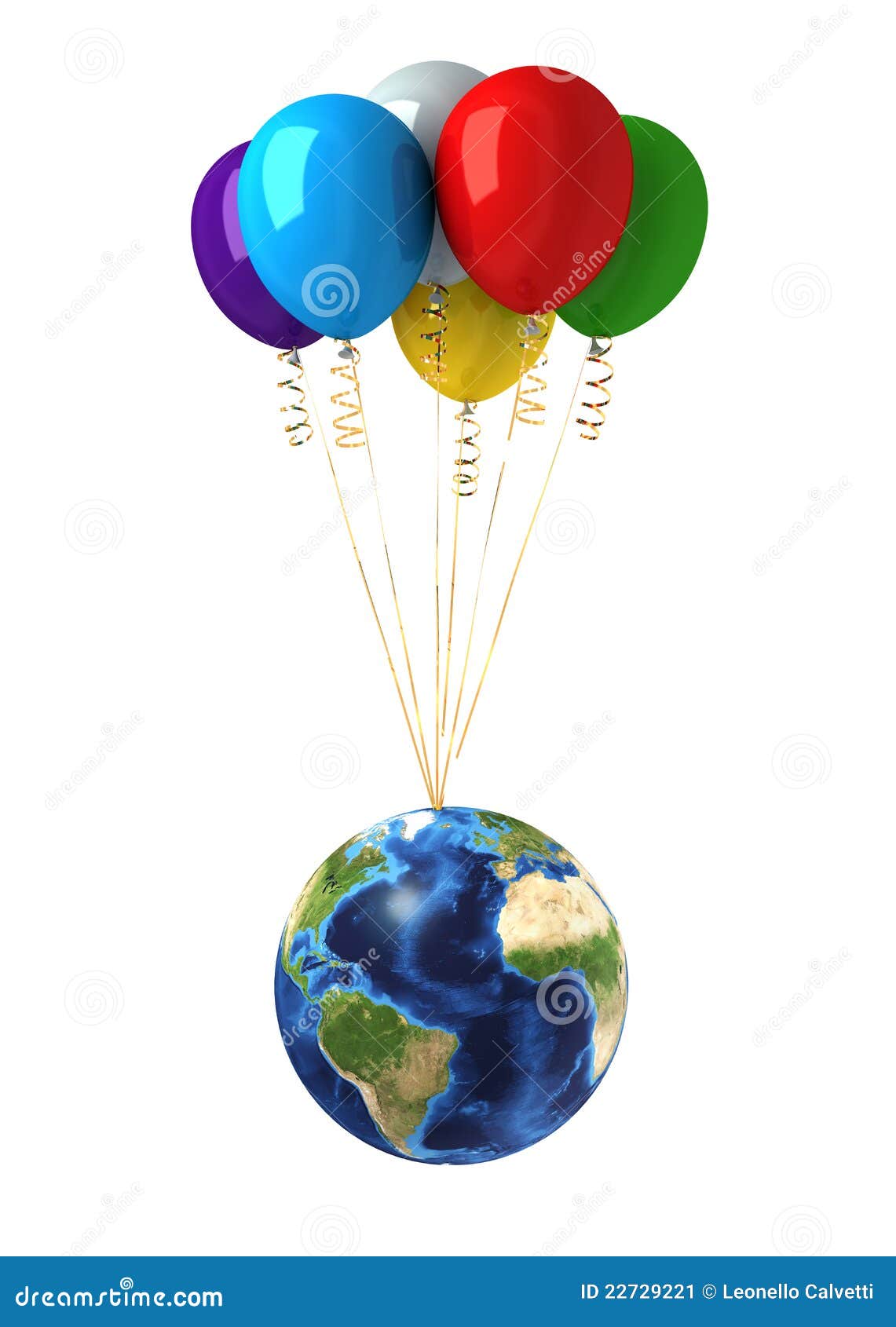 Earth Lifted By A Bunch Of Flying Balloons. Royalty-Free Stock Photo ...