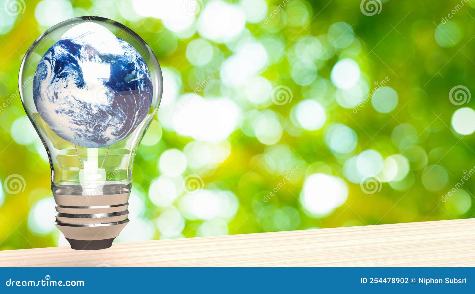 The Earth in Light Bulb for Environment or Ecology Concept 3d Rendering ...