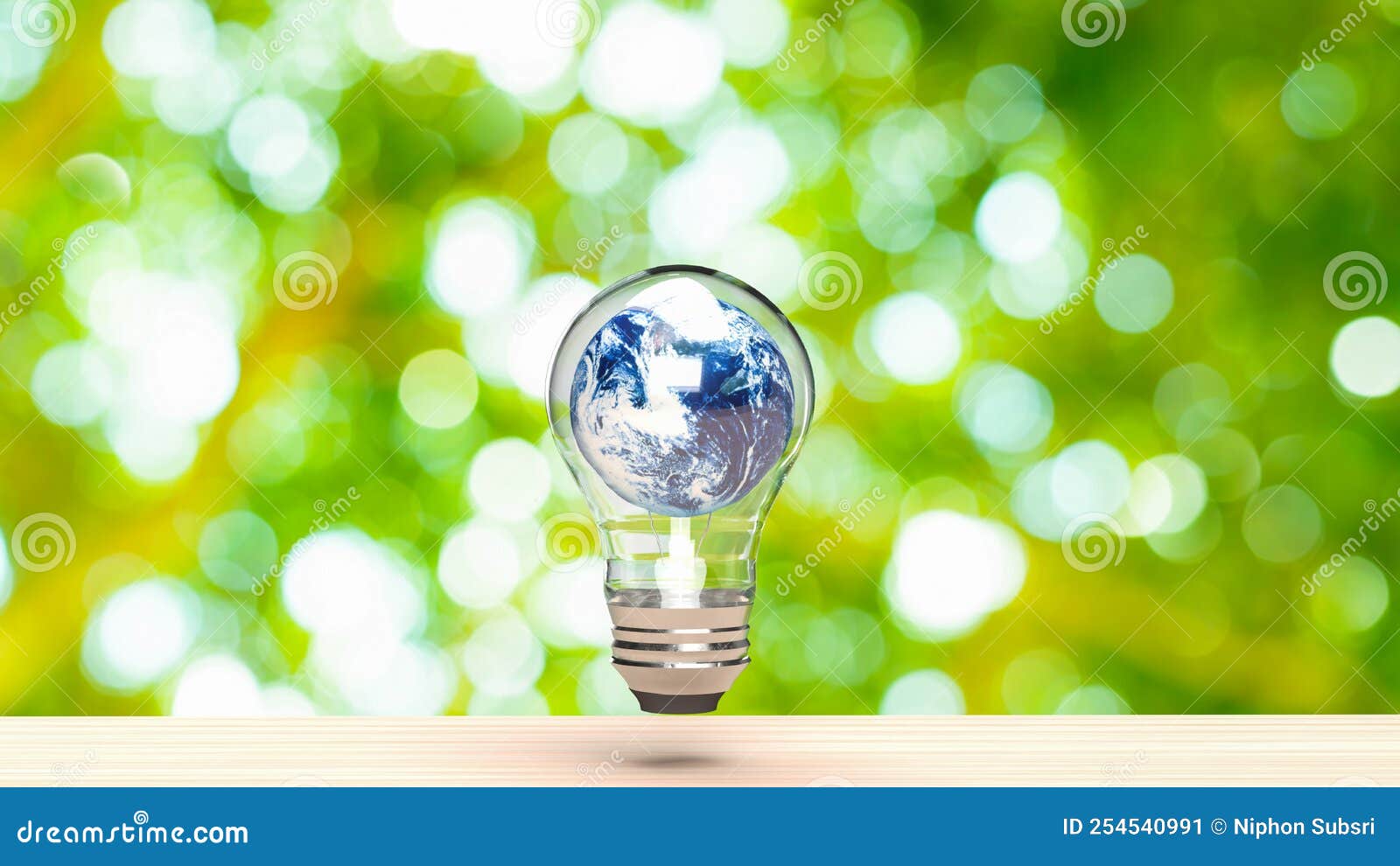 The Earth in Light Bulb for Environment or Ecology Concept 3d Rendering ...