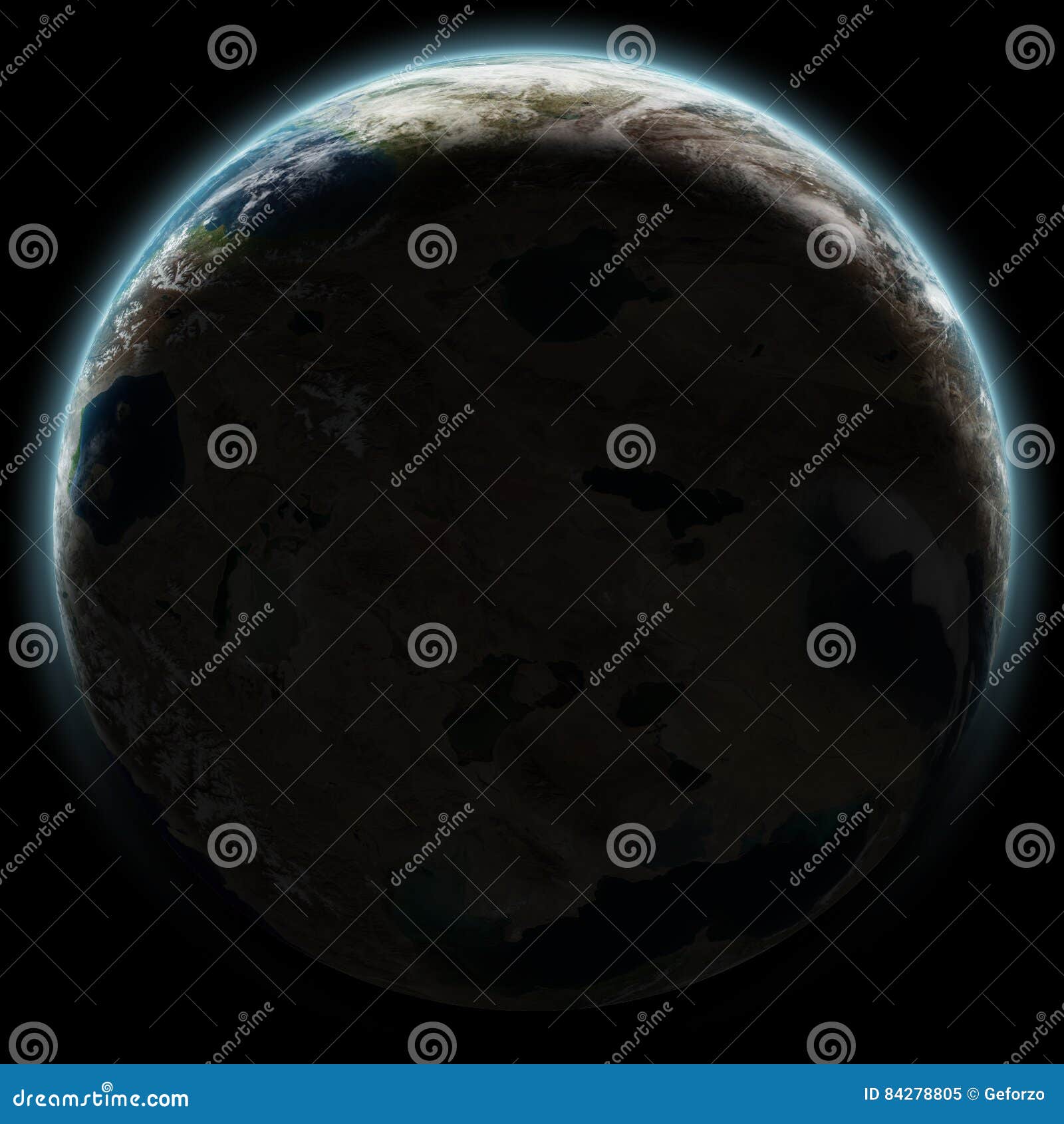 Earth Like Planet Rising in Space at Night Stock Illustration ...