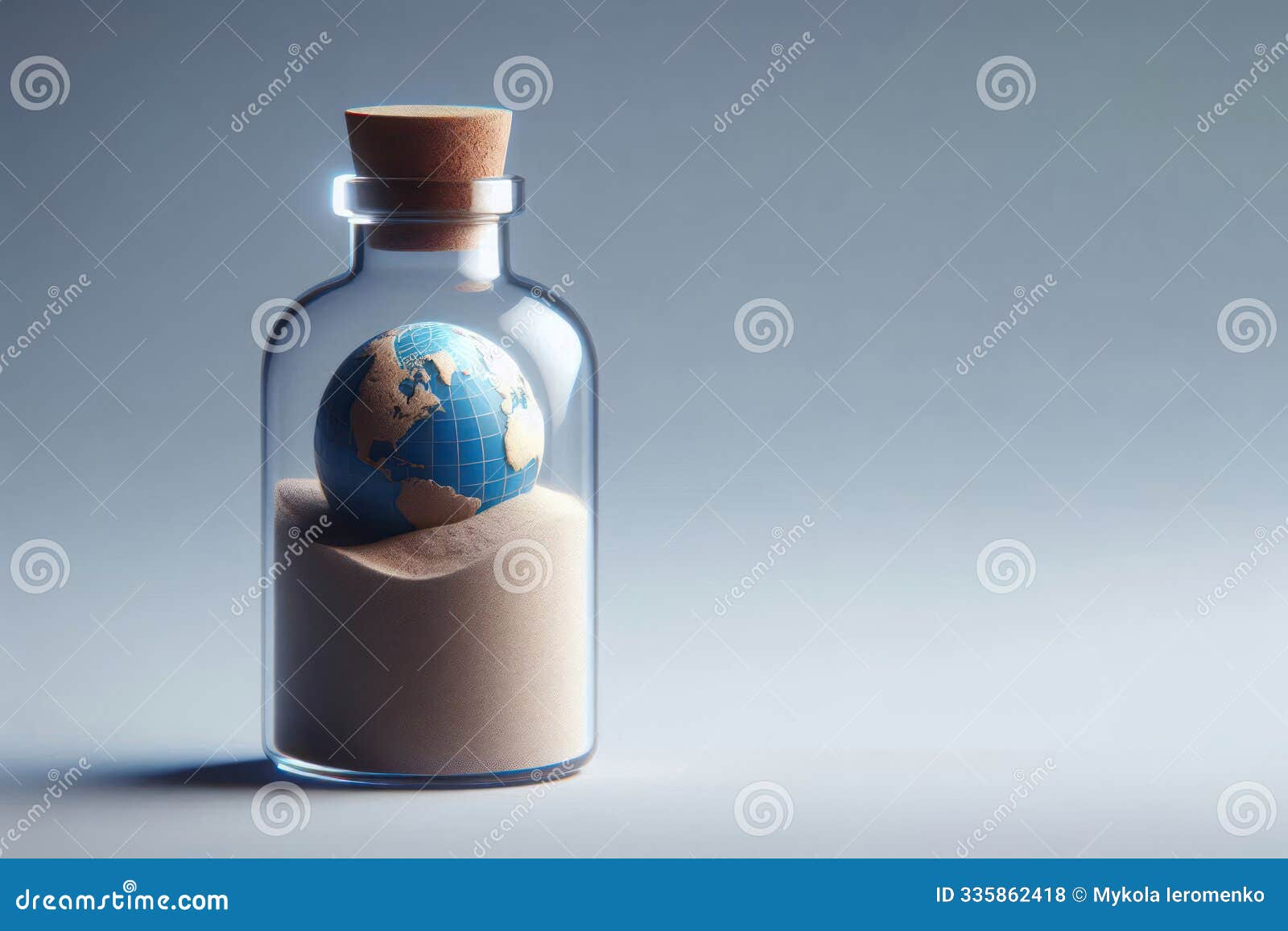 Earth Locked in a Bottle of Sand. Space for Text. Stock Photo - Image ...