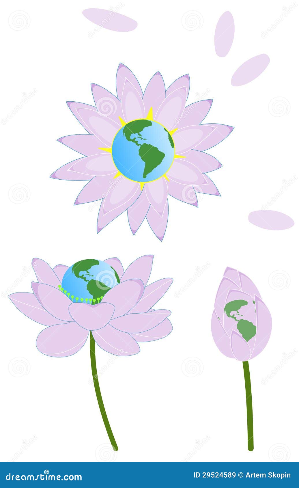 Earth in the Lotus stock vector. Illustration of cute - 29524589