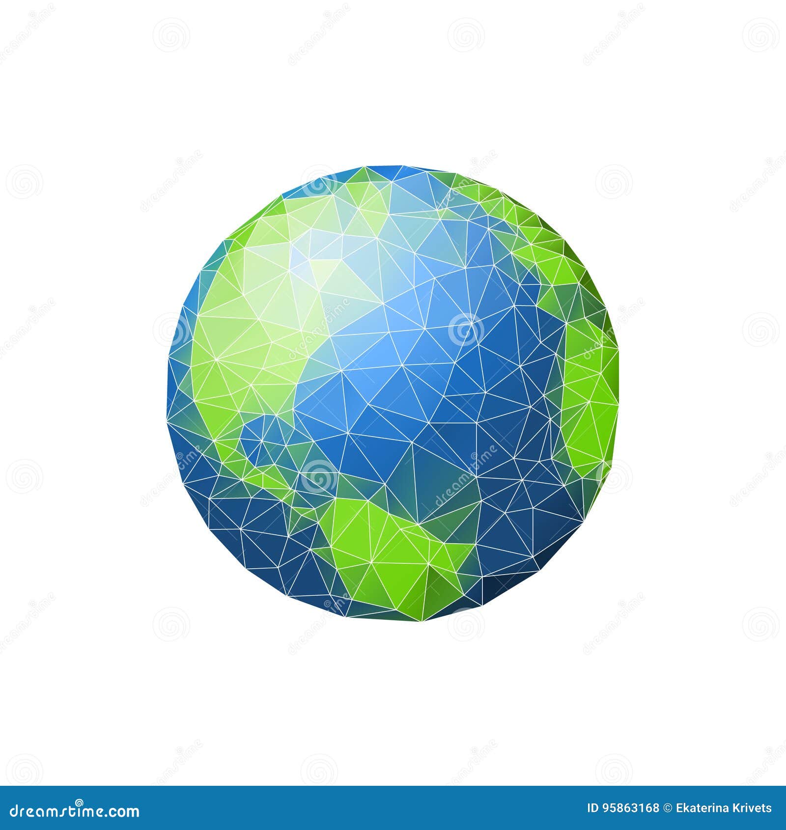 Earth in Low Poly. Planet Green Ocean Stock Vector - Illustration of ...