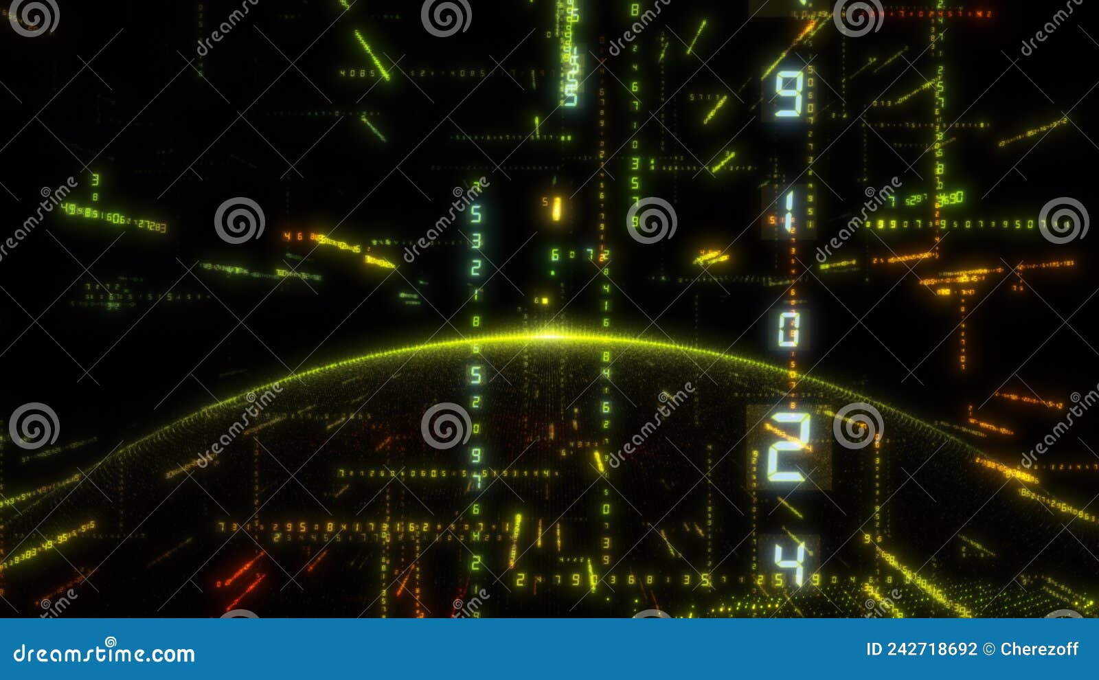Earth and Luminous Elements with Numbers Stock Illustration ...