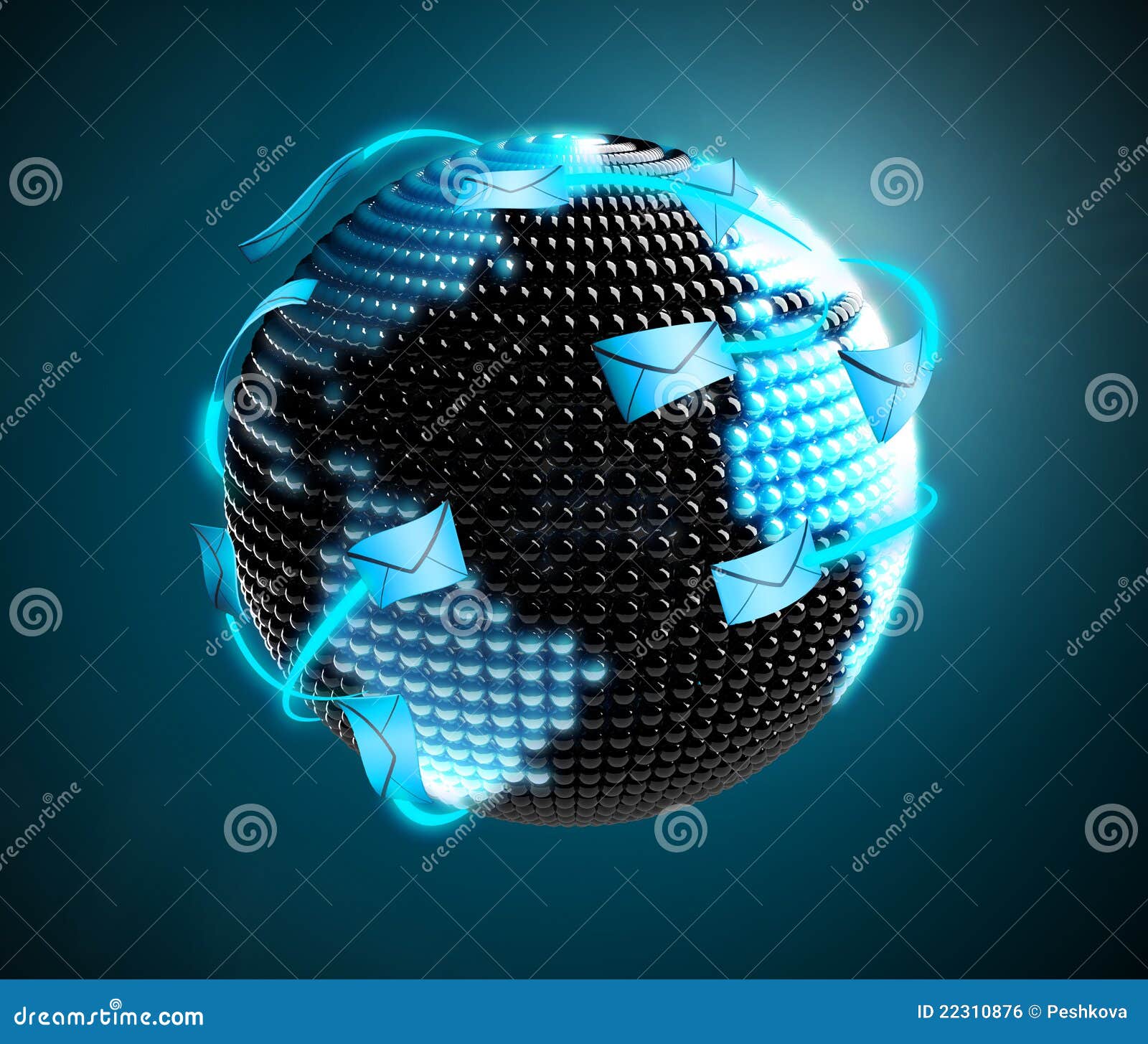 Earth Made of Color Beads with Envelopes Around Stock Illustration ...