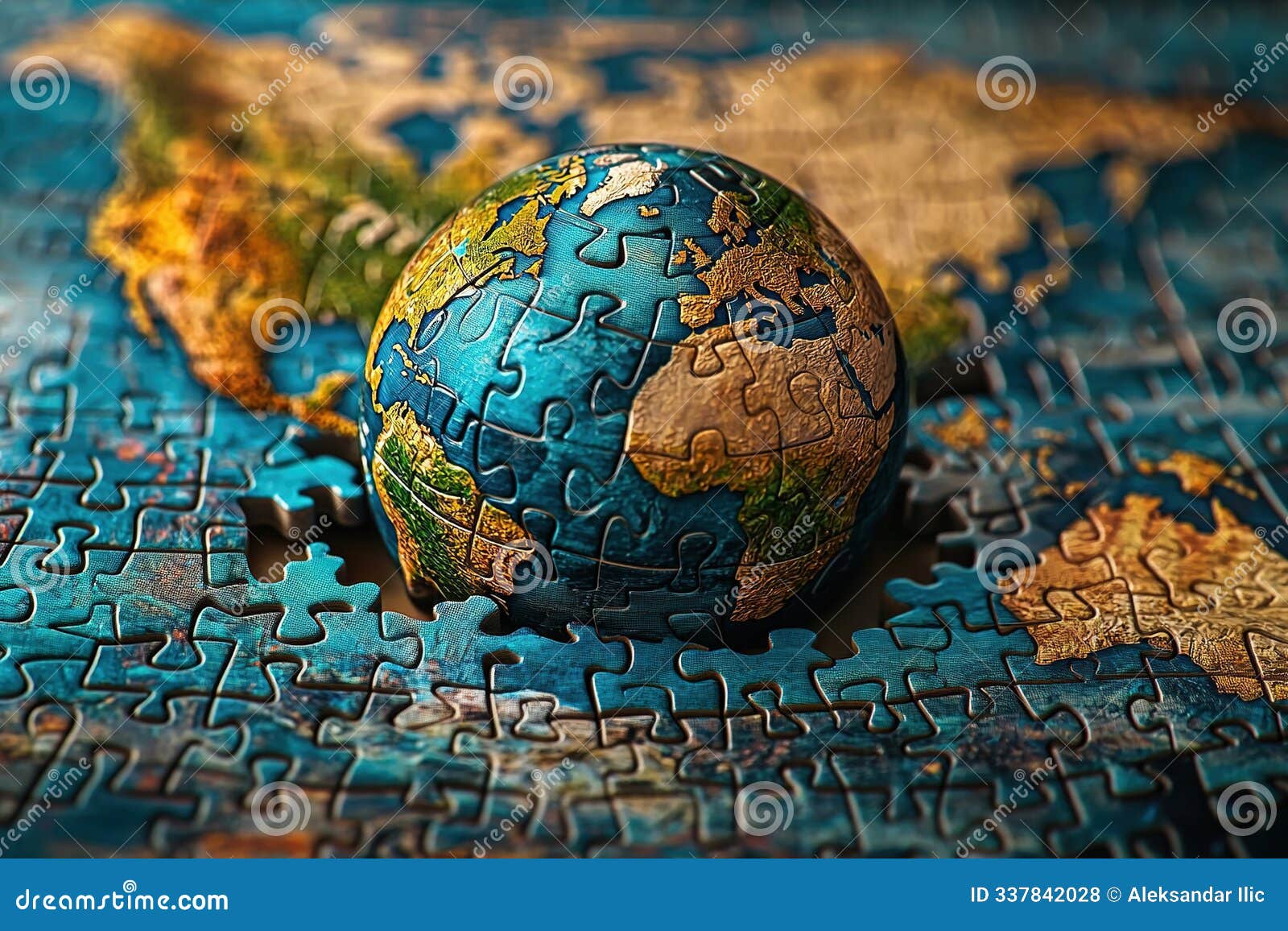 Earth Made of Jigsaw Puzzle. Generative Ai Stock Photo - Image of ...