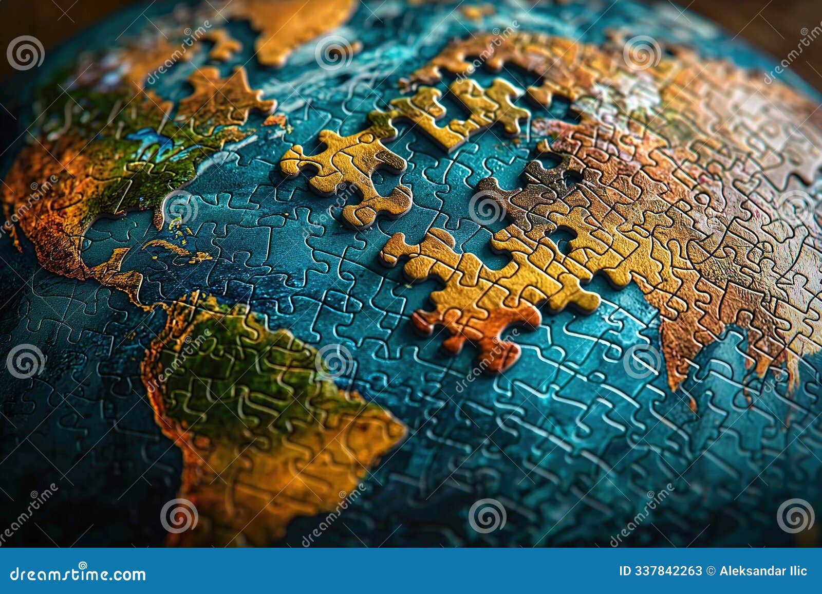 Earth Made of Jigsaw Puzzle. Generative Ai Stock Image - Image of north ...