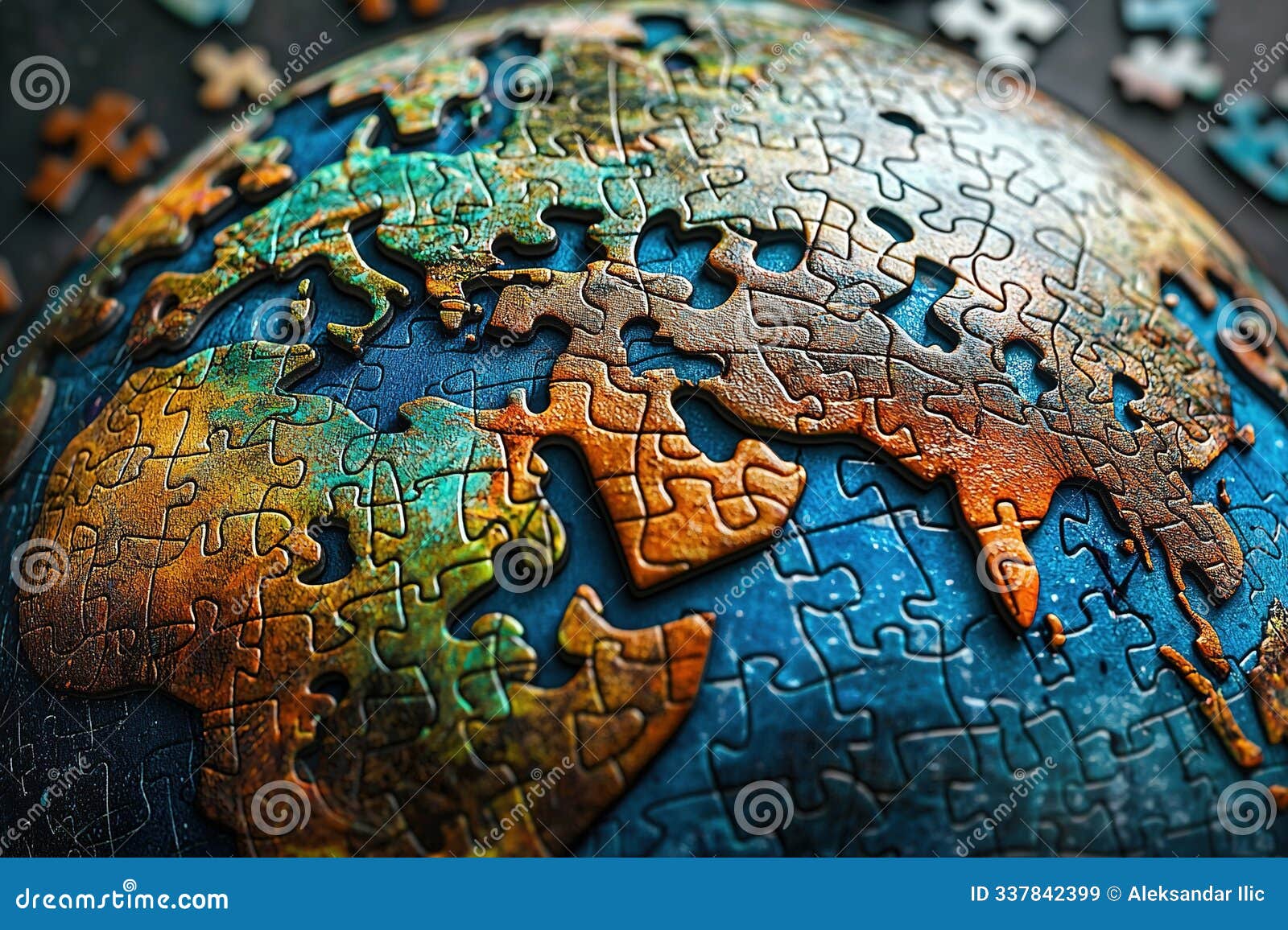 Earth Made of Jigsaw Puzzle. Generative Ai Stock Image - Image of ...