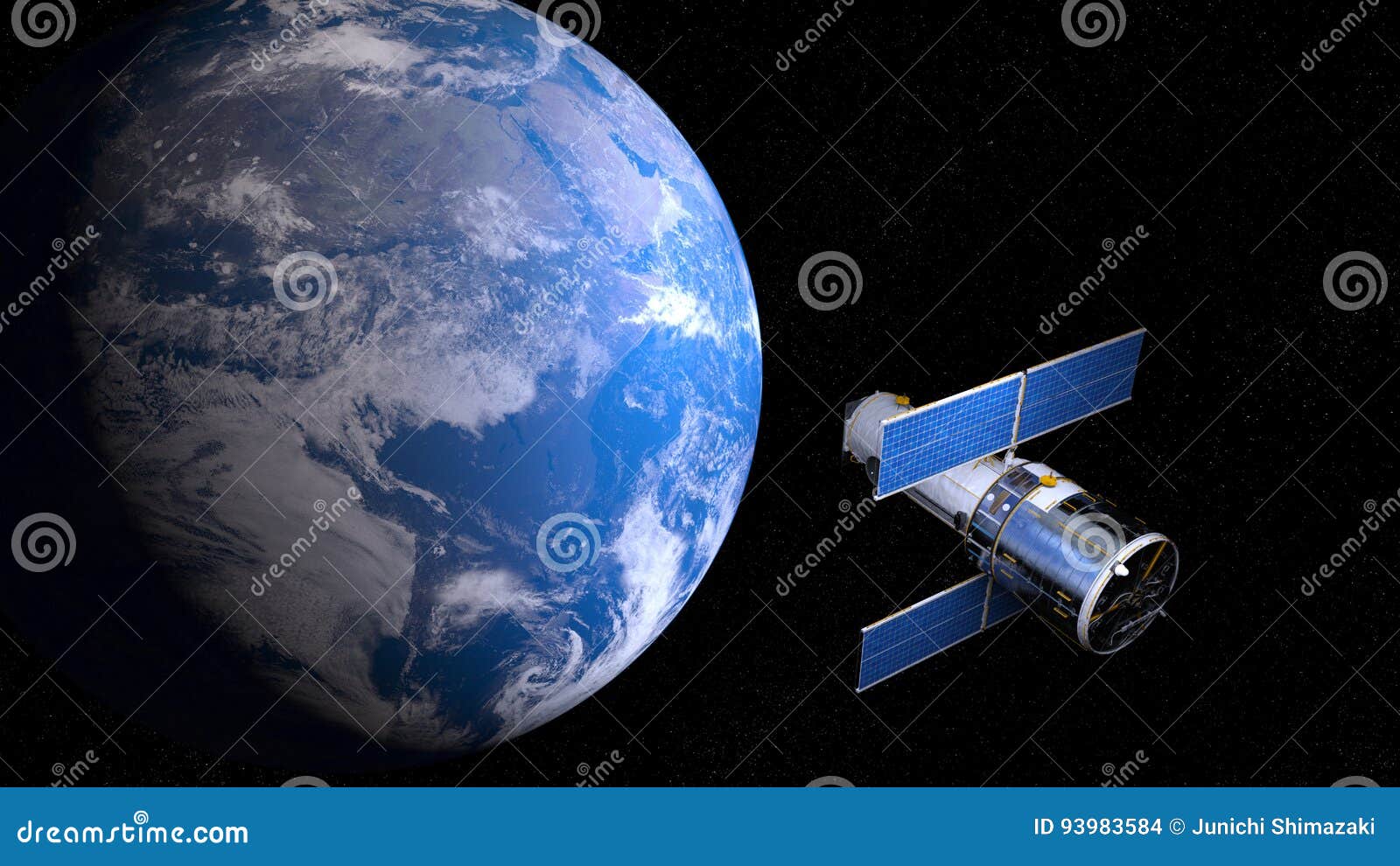 Earth and Man-made Satellite Stock Illustration - Illustration of cloud ...