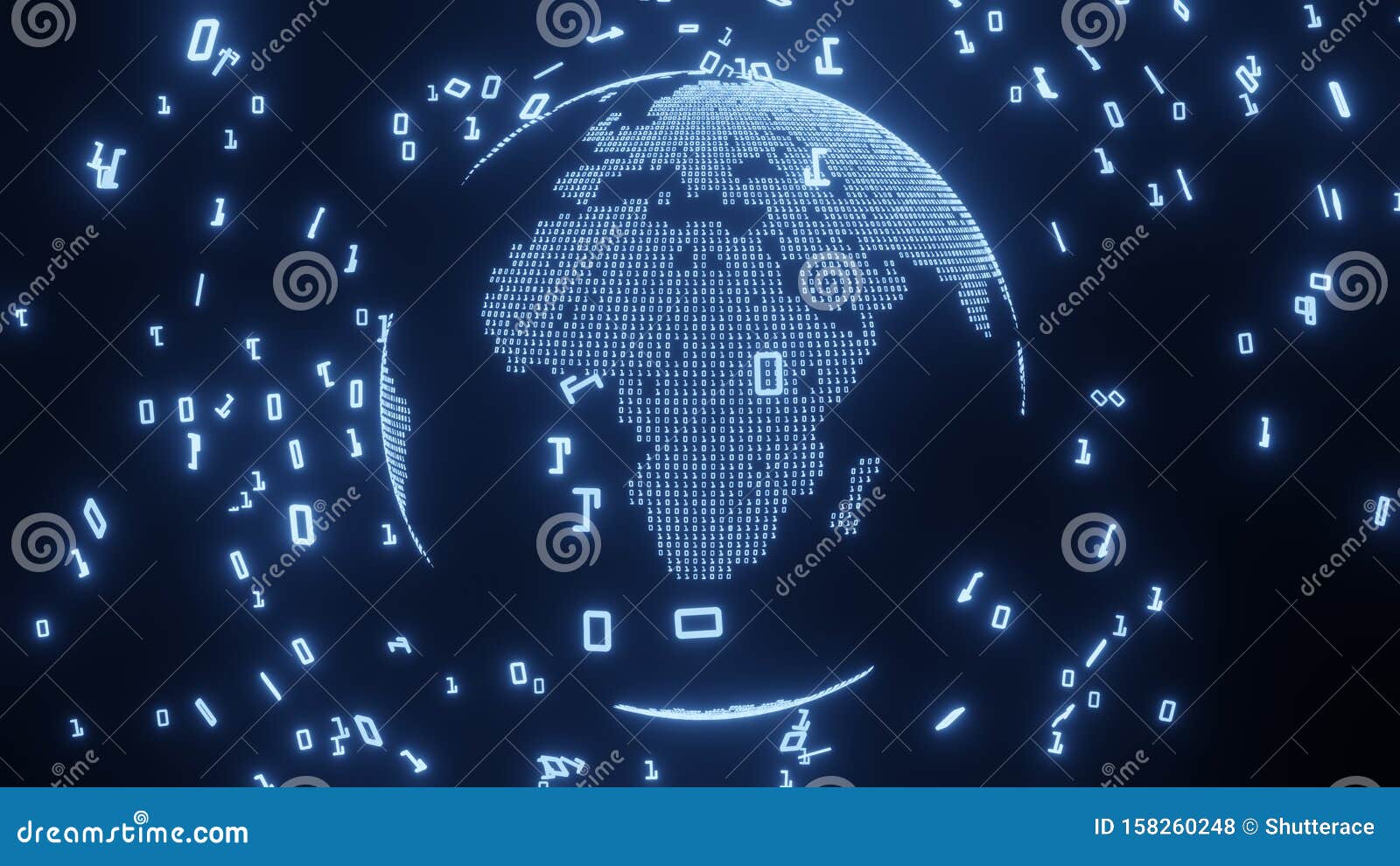 Earth Map Built by Digital Code, 3D Rendering Stock Illustration ...