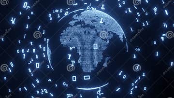 Earth Map Built by Digital Code, 3D Rendering Stock Illustration ...