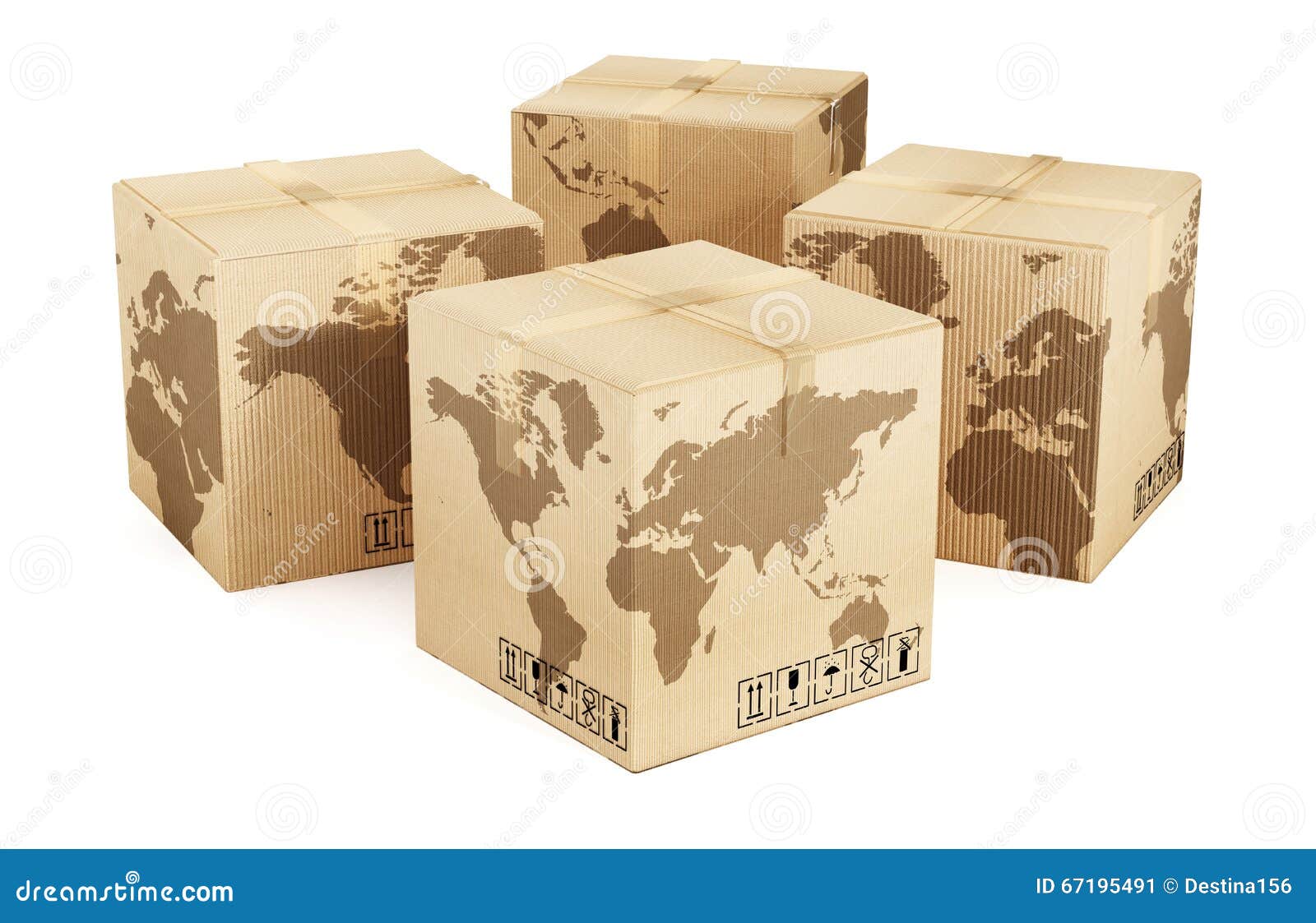 Earth map on cardboard box stock illustration. Illustration of storage ...