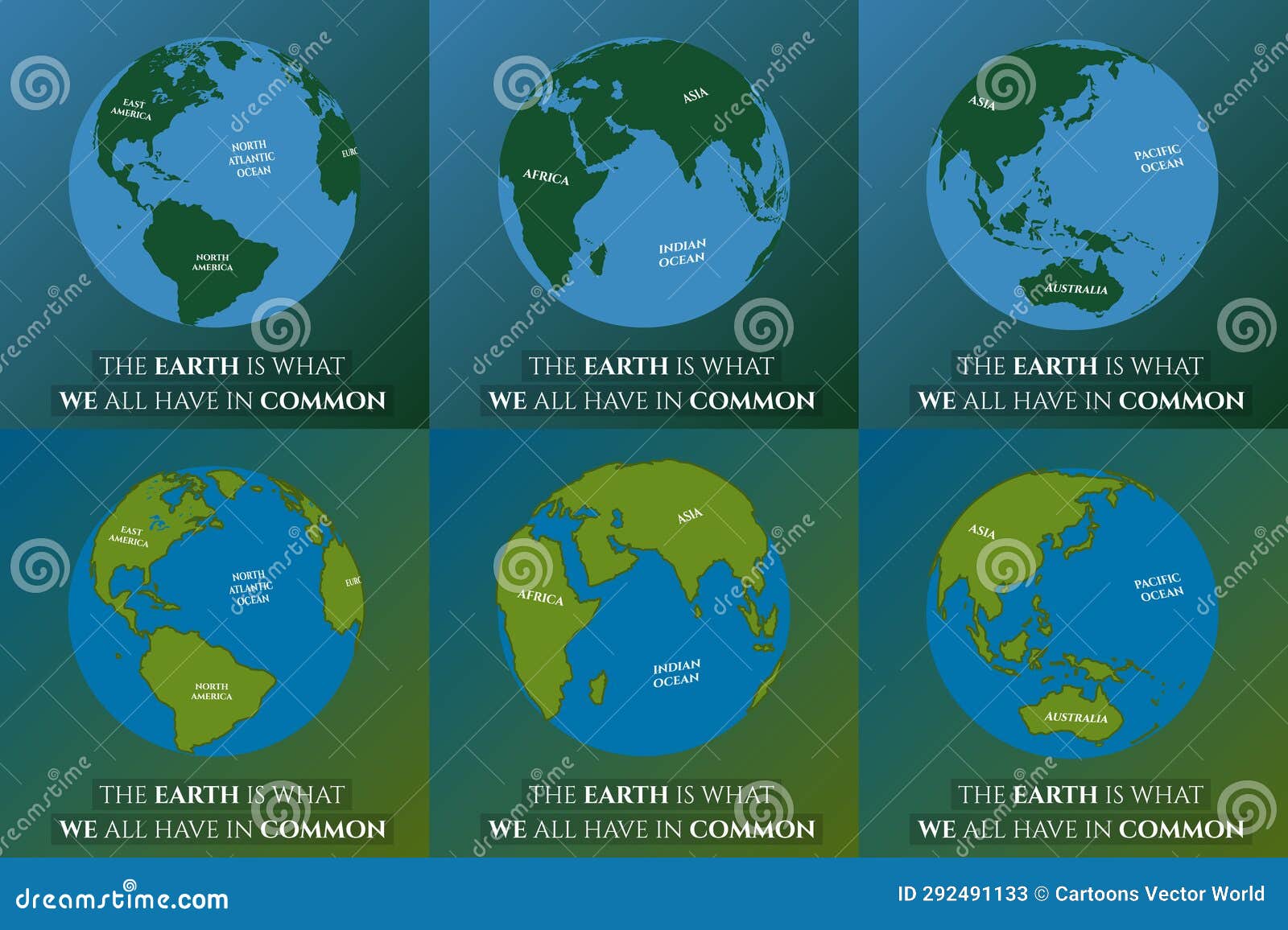 Earth Quotes, Earth Continents, Vector Illustration of World Map Stock ...