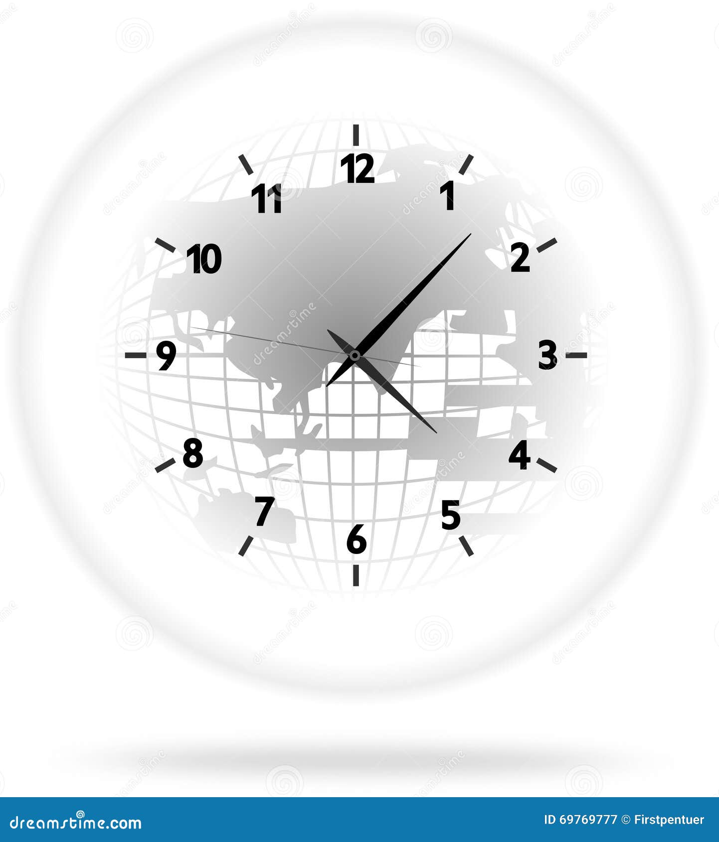 Earth Map with Clock Face on White Stock Illustration - Illustration of ...