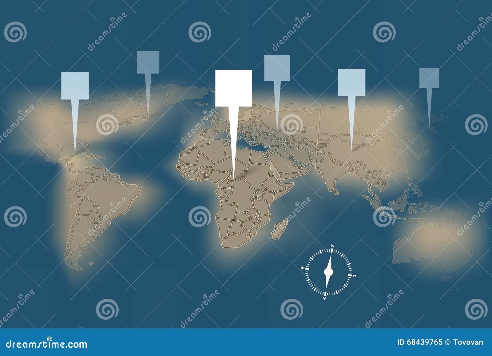 Earth Map with Destination Points Template Stock Vector - Illustration ...