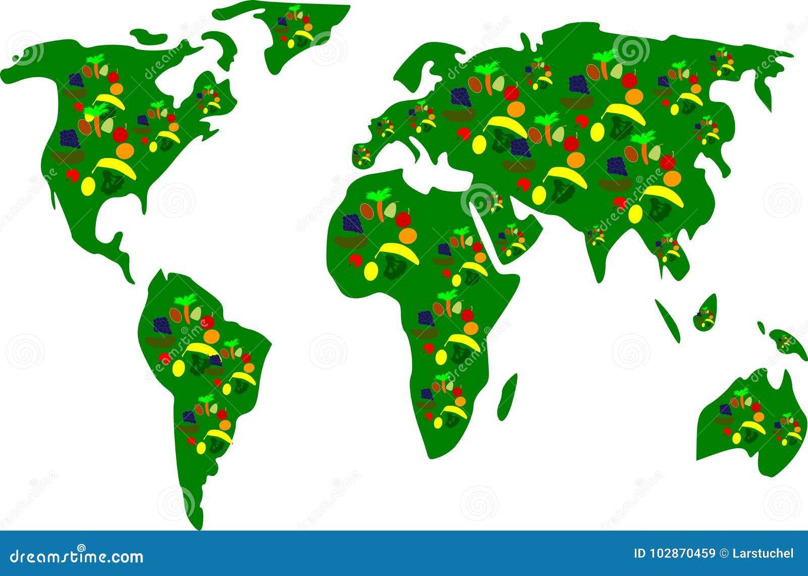 Earth map with fruits stock illustration. Illustration of apples ...
