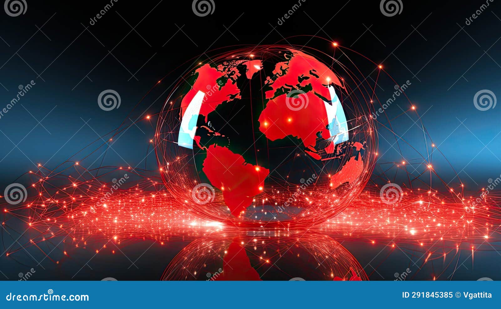 Earth Map Global Technology Concept Red Color Background Stock Image ...