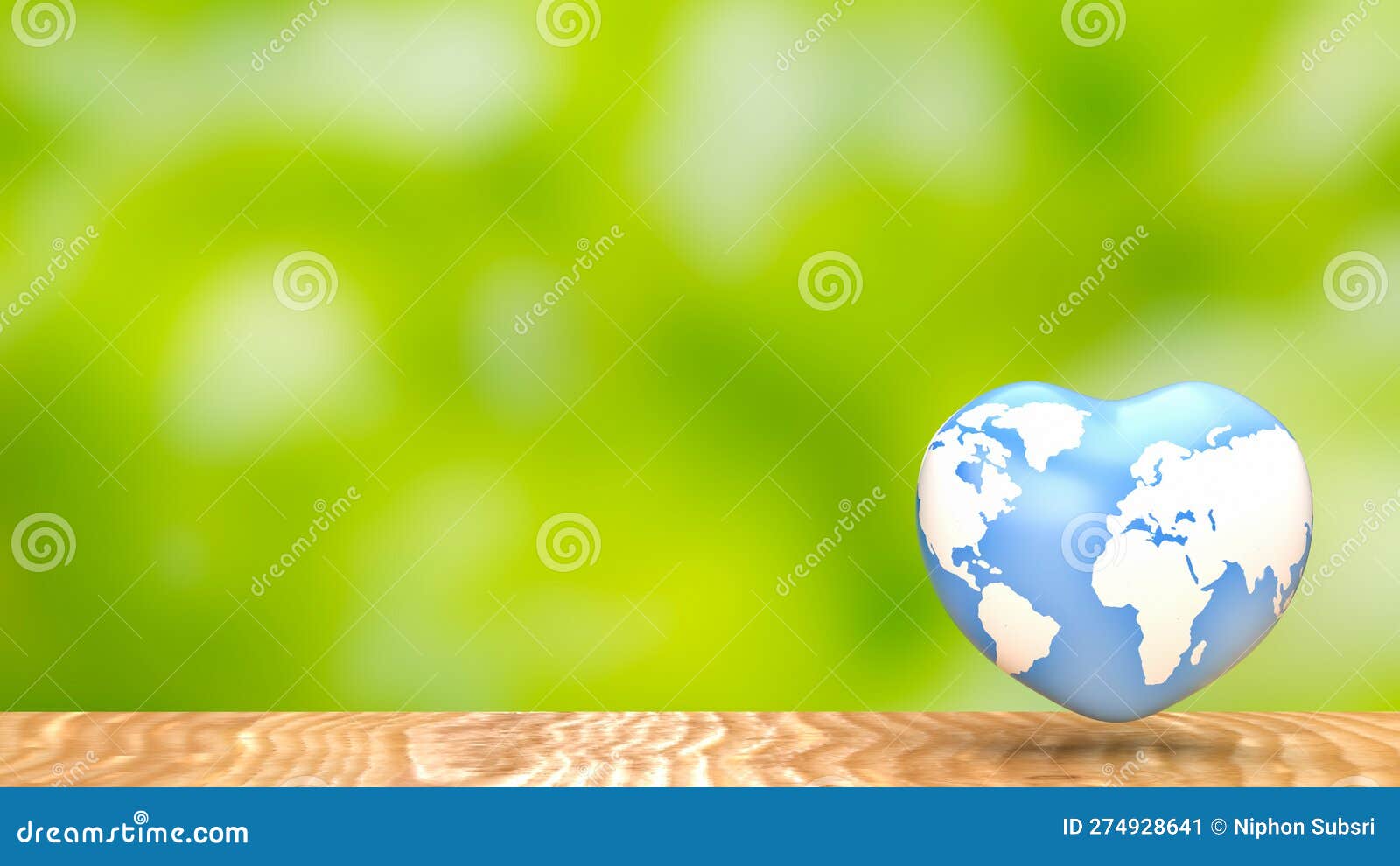 The Earth Map on Heart for Eco Concept 3d Rendering Stock Illustration ...
