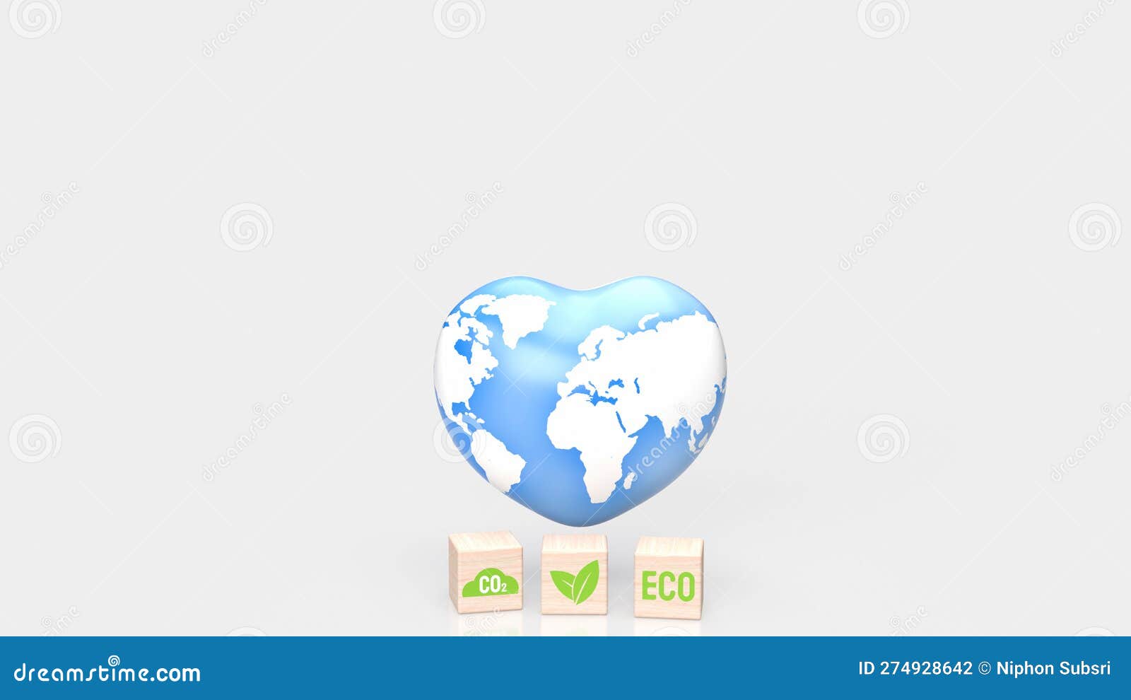 The Earth Map on Heart for Eco Concept 3d Rendering Stock Illustration ...