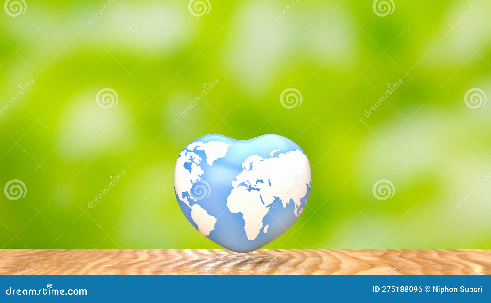 The Earth Map on Heart for Eco Concept 3d Rendering Stock Illustration ...