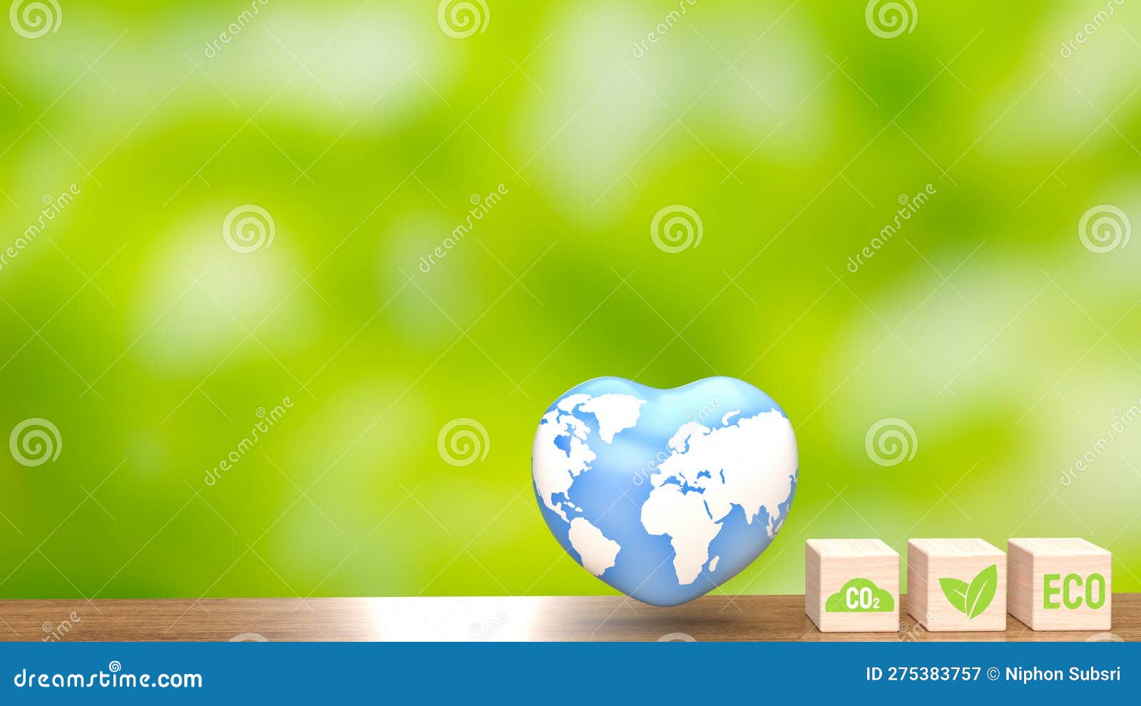 The Earth Map on Heart for Eco Concept 3d Rendering Stock Illustration ...