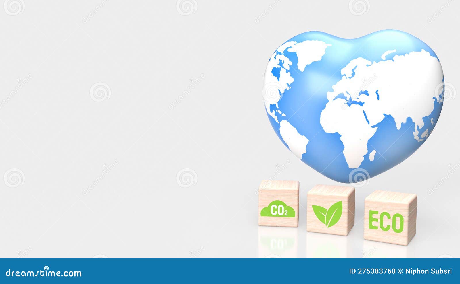 The Earth Map on Heart for Eco Concept 3d Rendering Stock Illustration ...