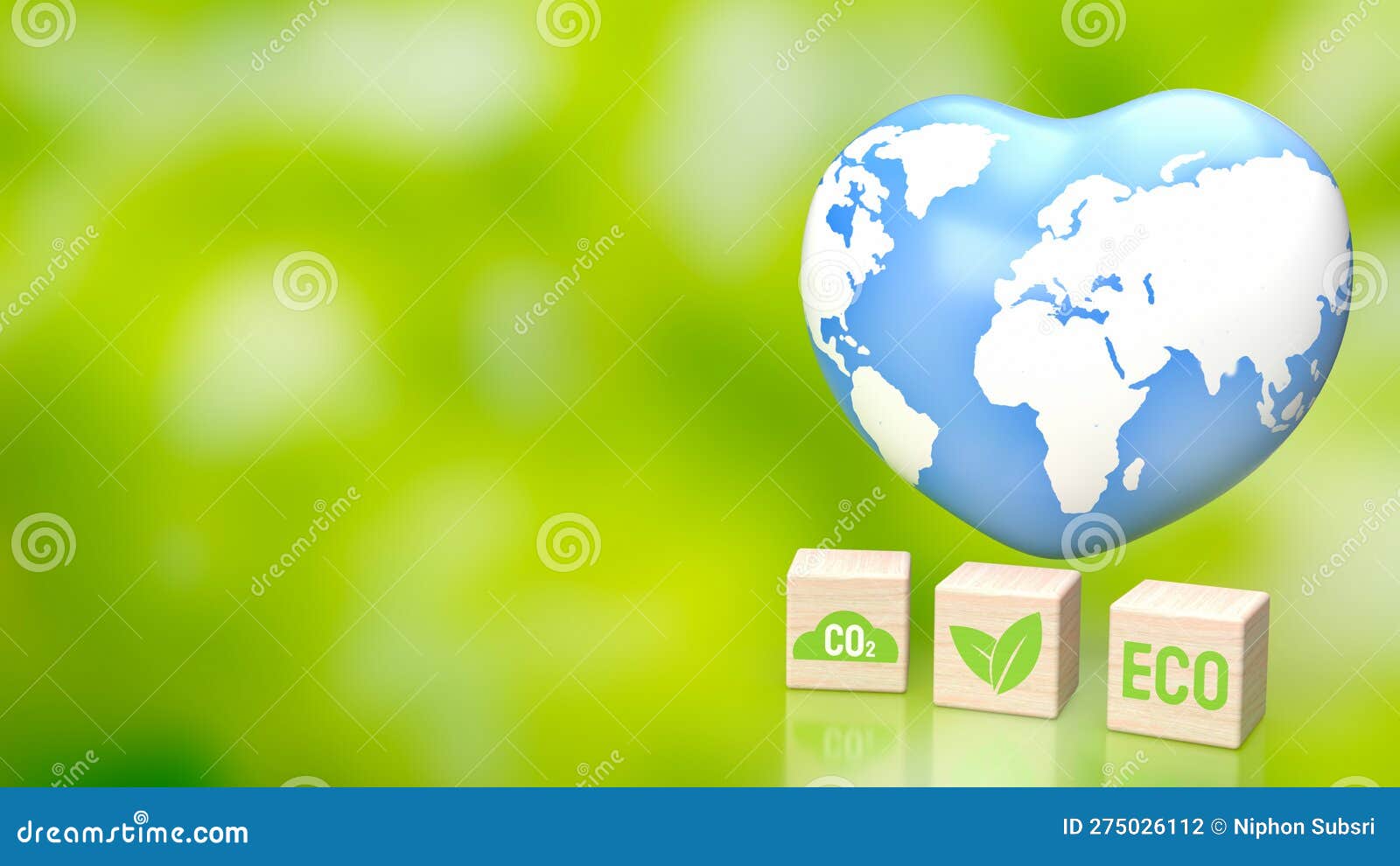 The Earth Map on Heart for Eco Concept 3d Rendering Stock Illustration ...