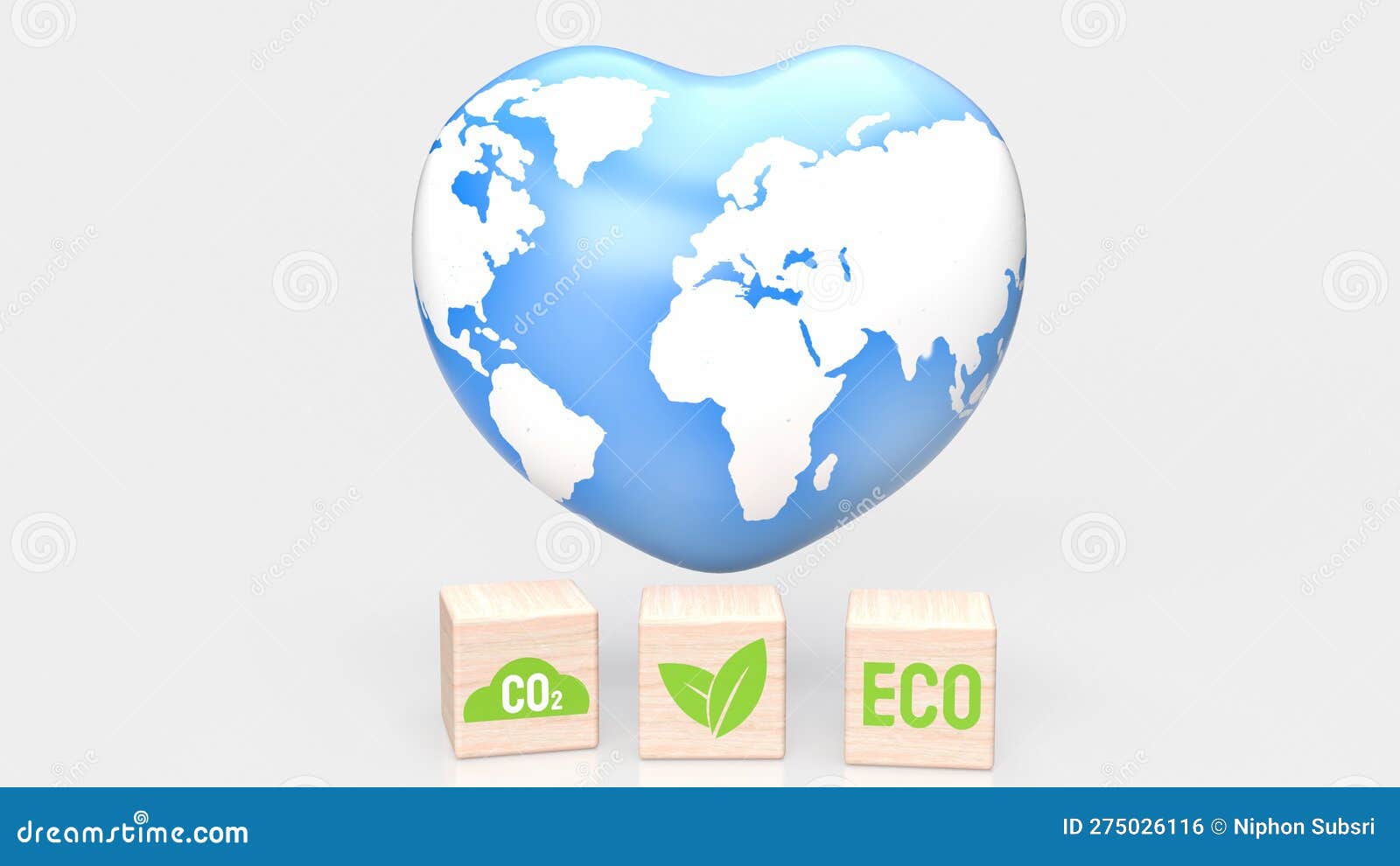The Earth Map on Heart for Eco Concept 3d Rendering Stock Illustration ...