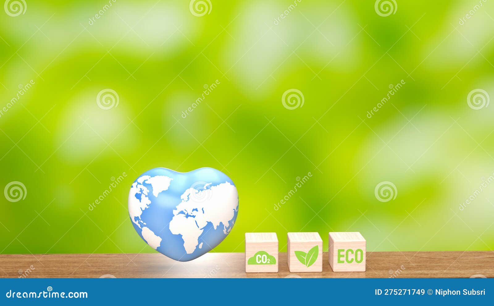 The Earth Map on Heart for Eco Concept 3d Rendering Stock Illustration ...