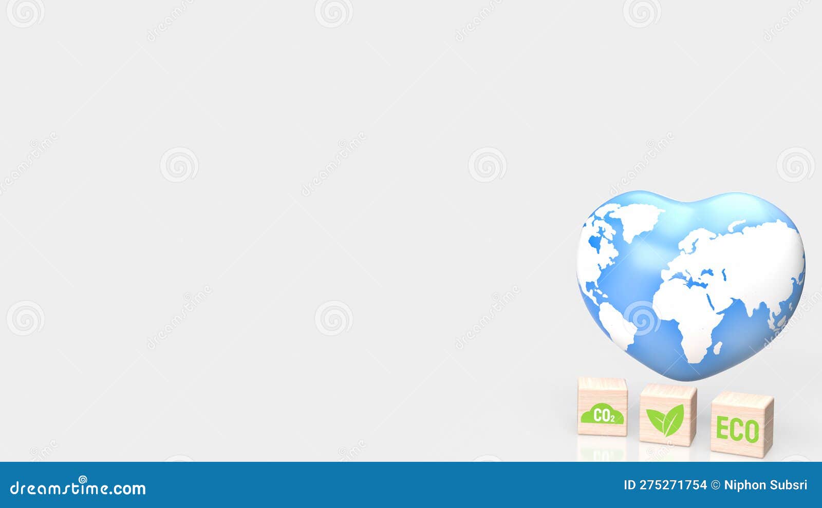 The Earth Map on Heart for Eco Concept 3d Rendering Stock Illustration ...