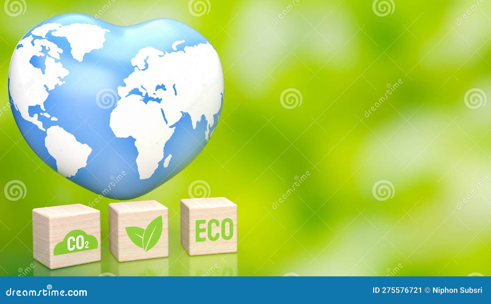 The Earth Map on Heart for Eco Concept 3d Rendering Stock Illustration ...