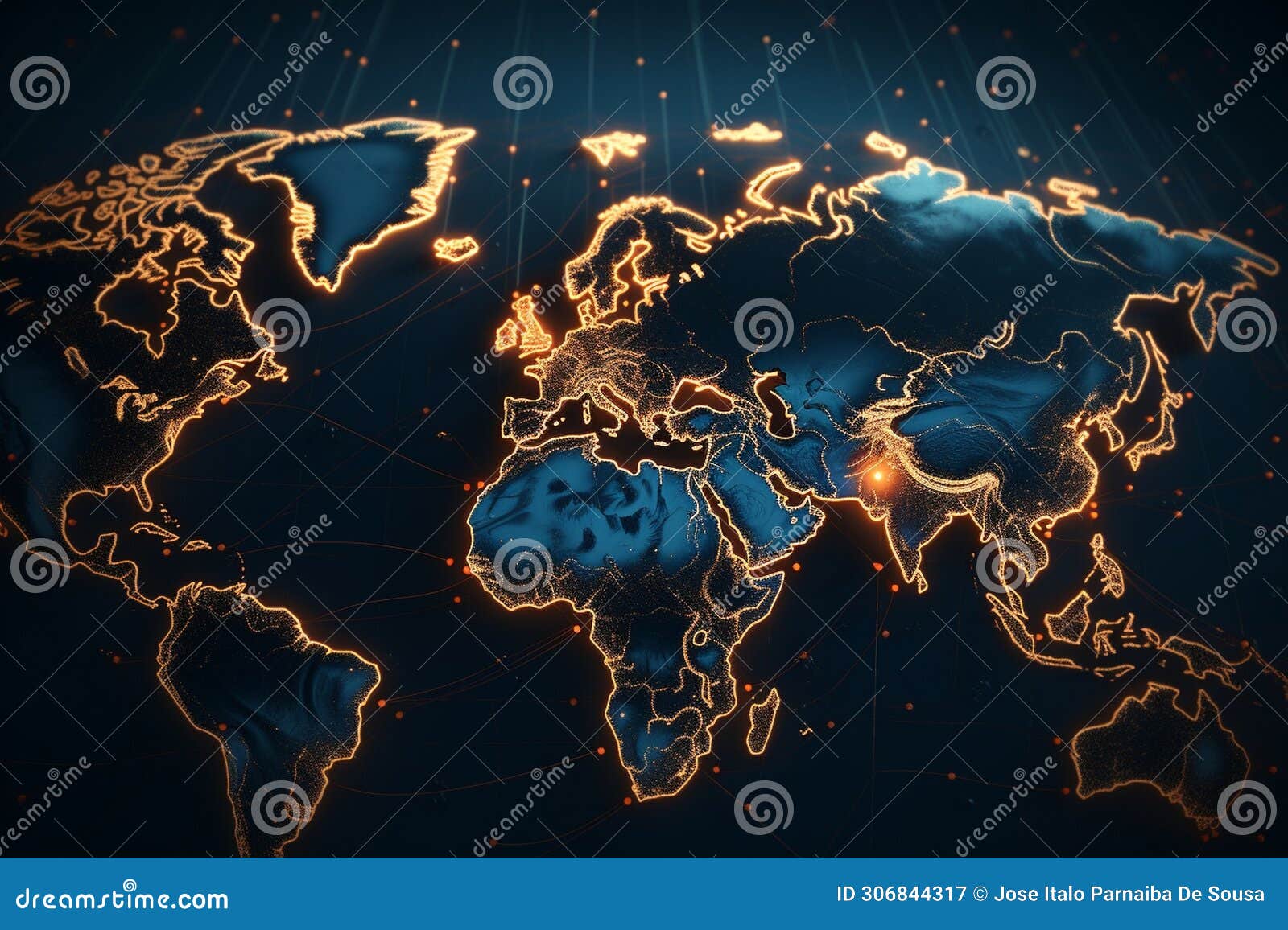 Earth Map Illustration with a Retro Scifi. Generative Ai Stock ...