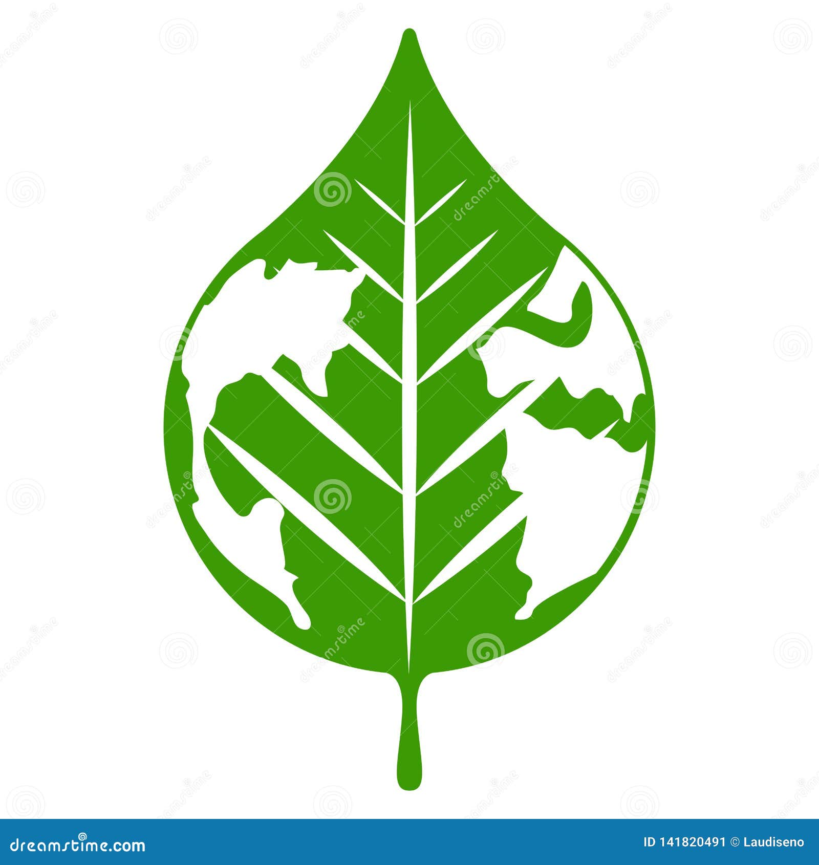 Earth map in a leaf icon stock vector. Illustration of environment ...