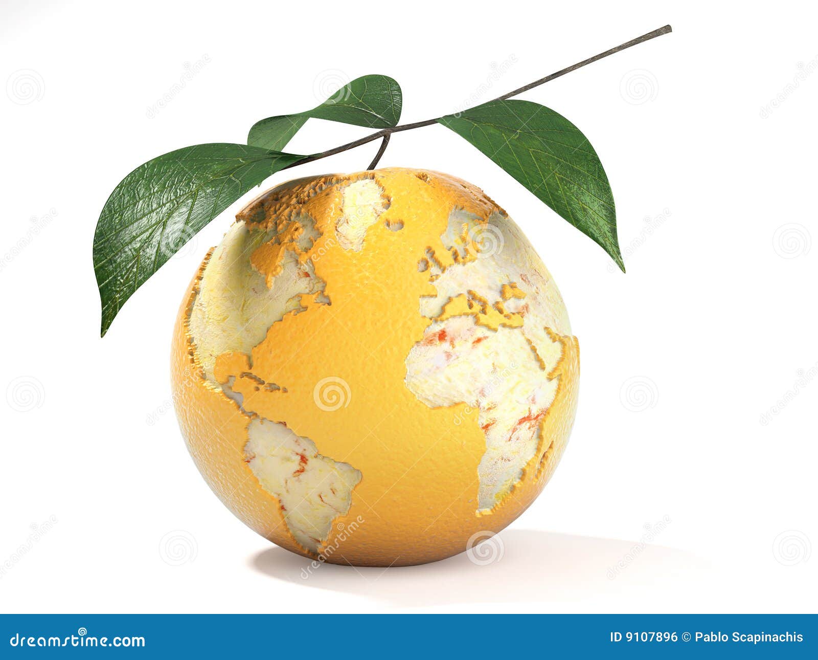 Earth Map Made On A Peeled Orange Royalty Free Stock Image - Image: 9107896