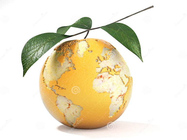 Earth Map Made on a Peeled Orange Stock Illustration - Illustration of ...