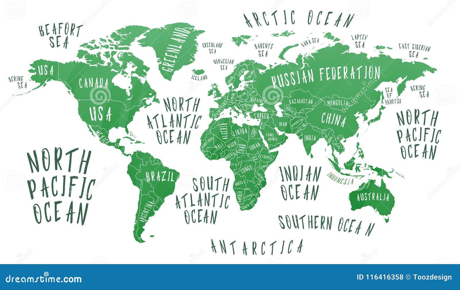 Earth Map with the Name of the Countries Stock Vector - Illustration of ...